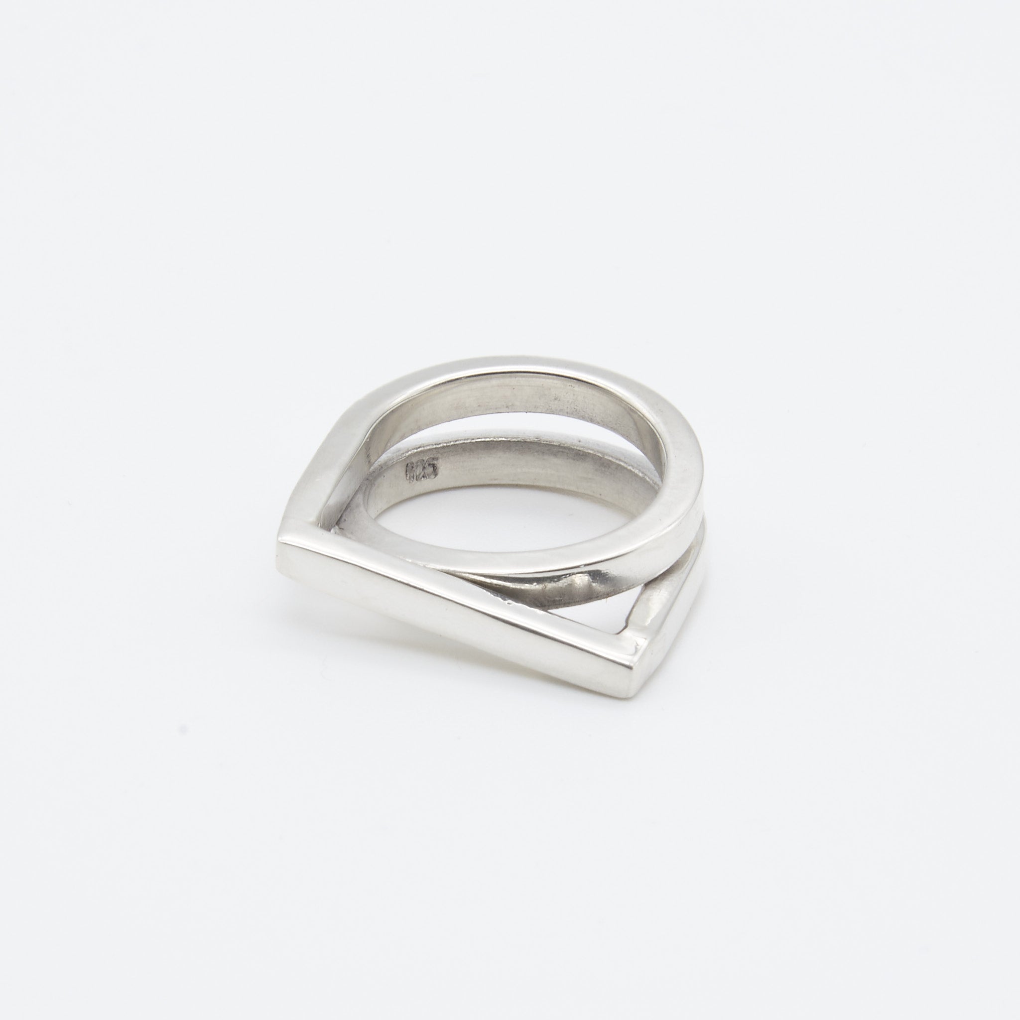 Looped Square Silver Ring | Geometric Ring Design | Renata Rubio 92.5